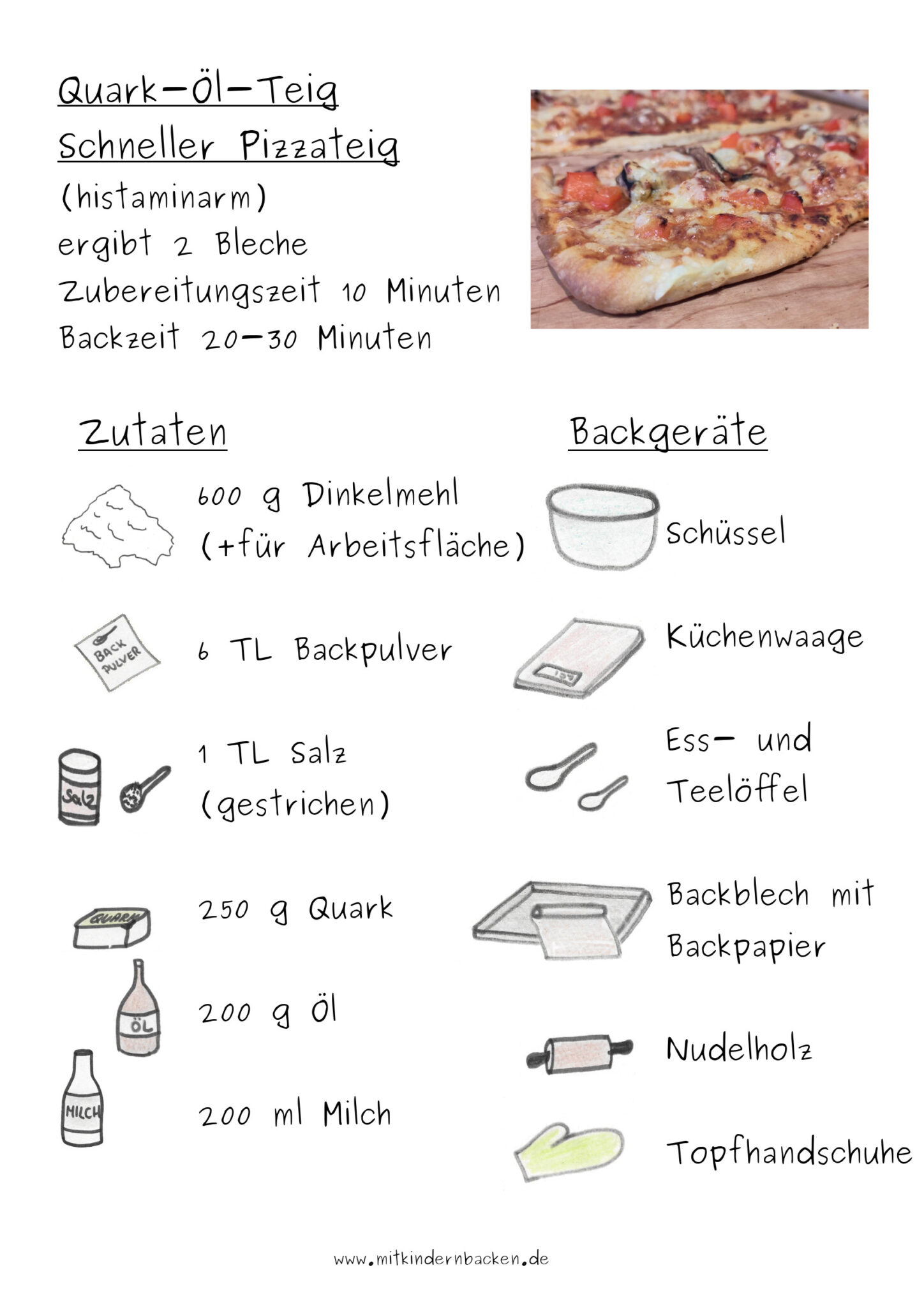 Schneller Pizzateig ohne Wartezeit - Mit Kindern backen
